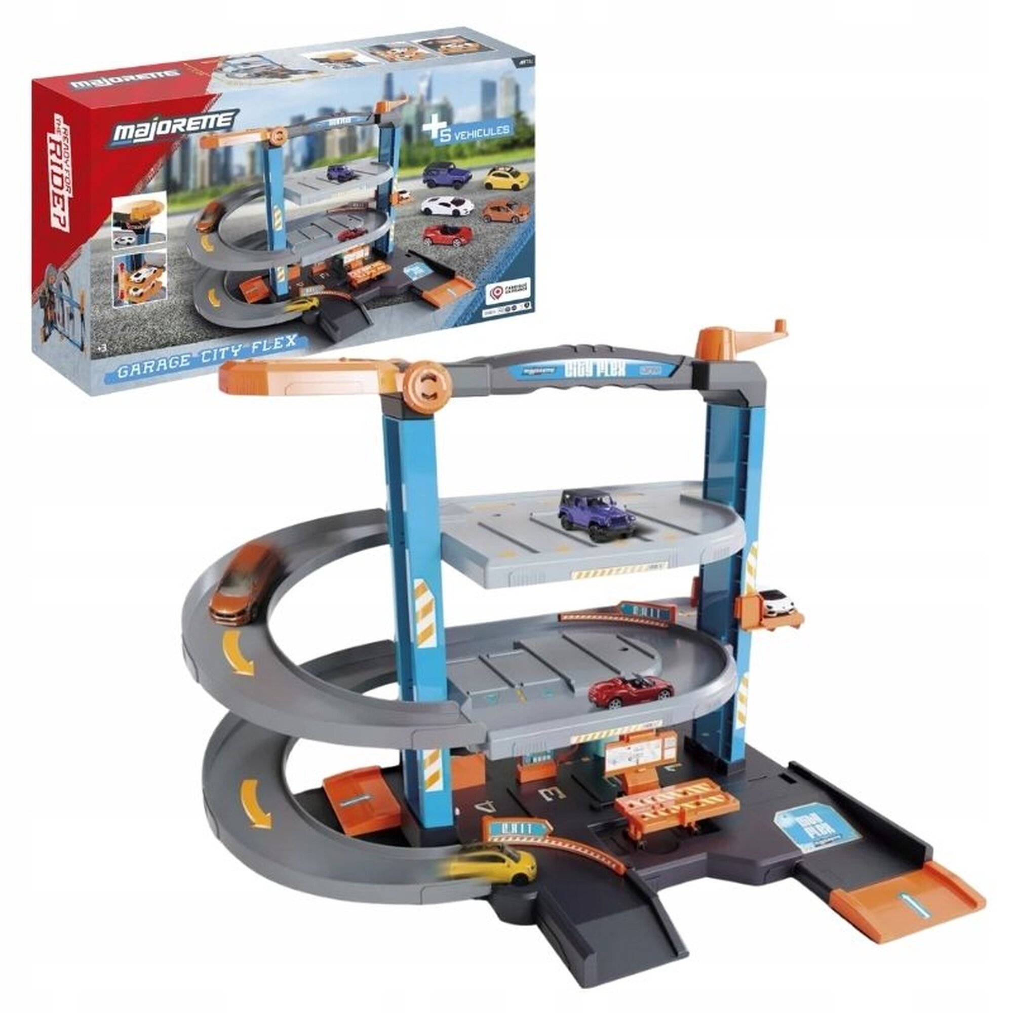 Игровой набор Majorette - Многоэтажный гараж CITY FLEX + 5 машин - 8503009001