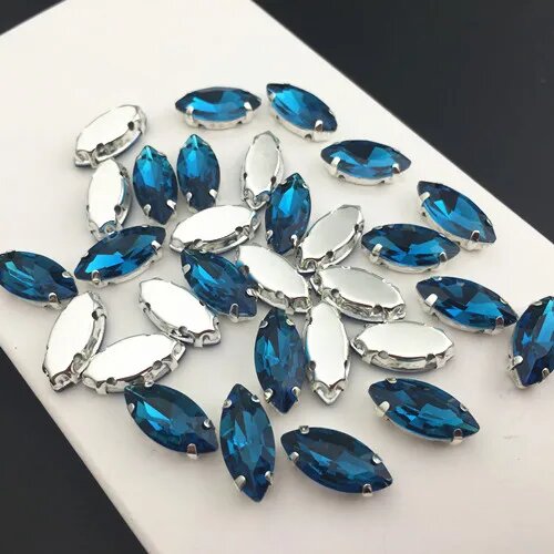 Стеклянные стразы "Конский глаз" WWJ разных размеров Синий, 6x12mm 30pcs, blue zircon