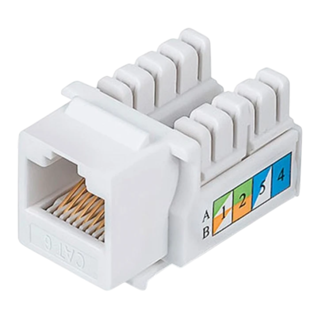 02-0254-1 Модуль Keystone Jack RJ-45(8P8C), UTP неэкран, CAT 6, тип 180 градусов, с шторкой, белый REXANT PRO