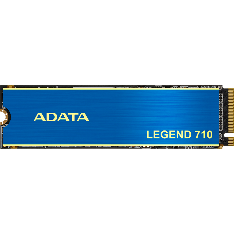 Твердотельный накопитель ADATA SSD LEGEND 710, 512GB, M.2(22x80mm), NVMe 1.4, PCIe 3.0 x4, 3D NAND, R/W 2400/1000MB/s, IOPs 90 000/150 000, TBW 130, DWPD 0.23, with Heat Sink (3 года) (ALEG-710-512GCS)