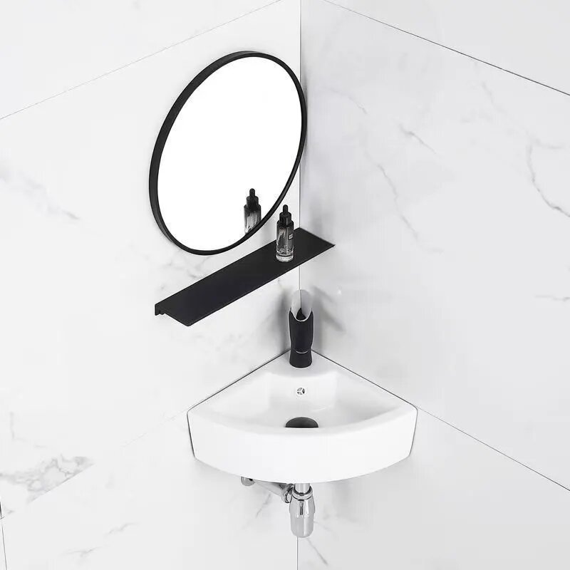 Угловая раковина из фаянса, 40х25х14 см, белого цвета