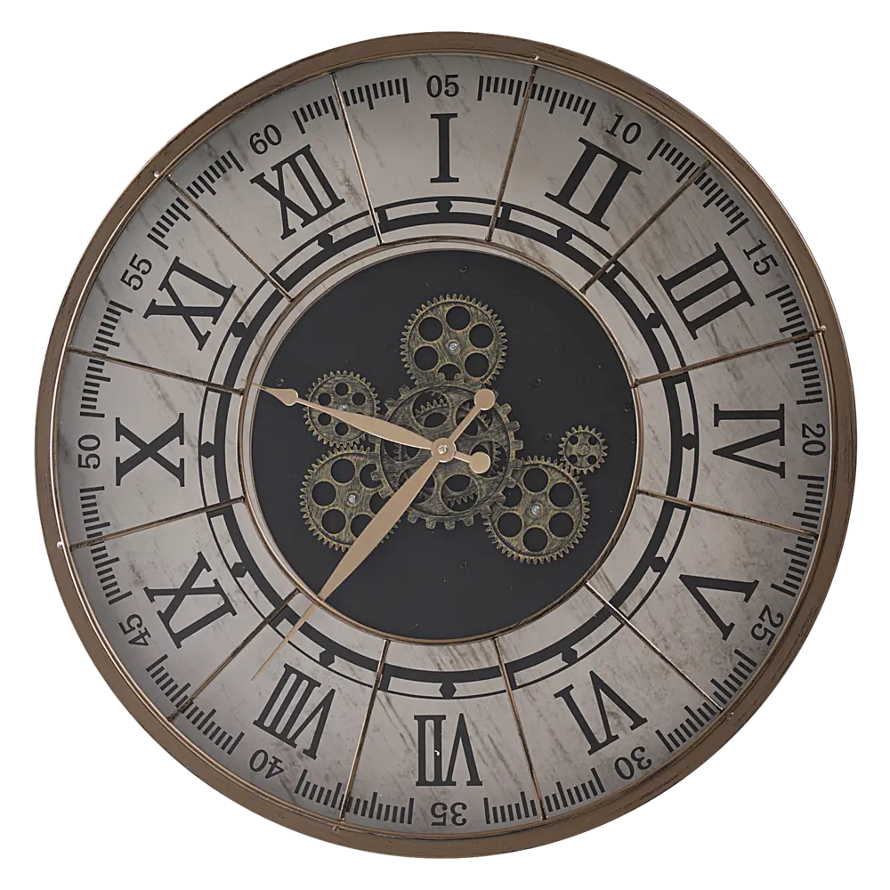 Часы настенные Dream River Рим Шестеренки круглые металл цвет бронза бесшумные ø57 см