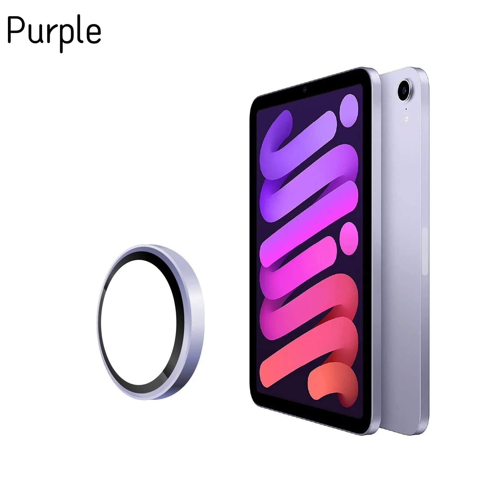 Защитное 3D-стекло С Цветным Кольцом Для Камеры Apple iPad, Фиолетовый, ipad mini 6, PURPLE