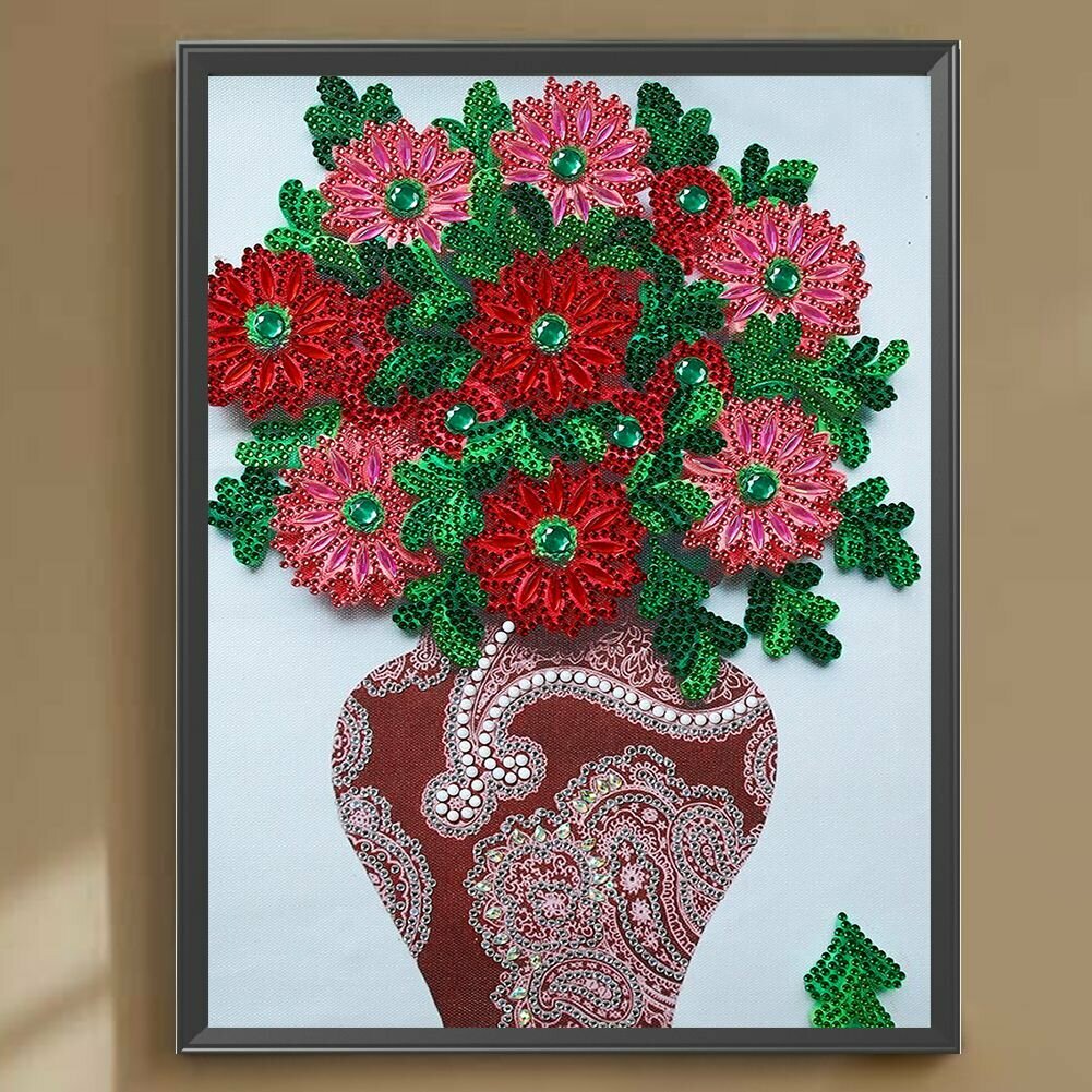 Алмазная живопись Цветы в технике квиллинг, 30x40 см 11 цветов с стразами