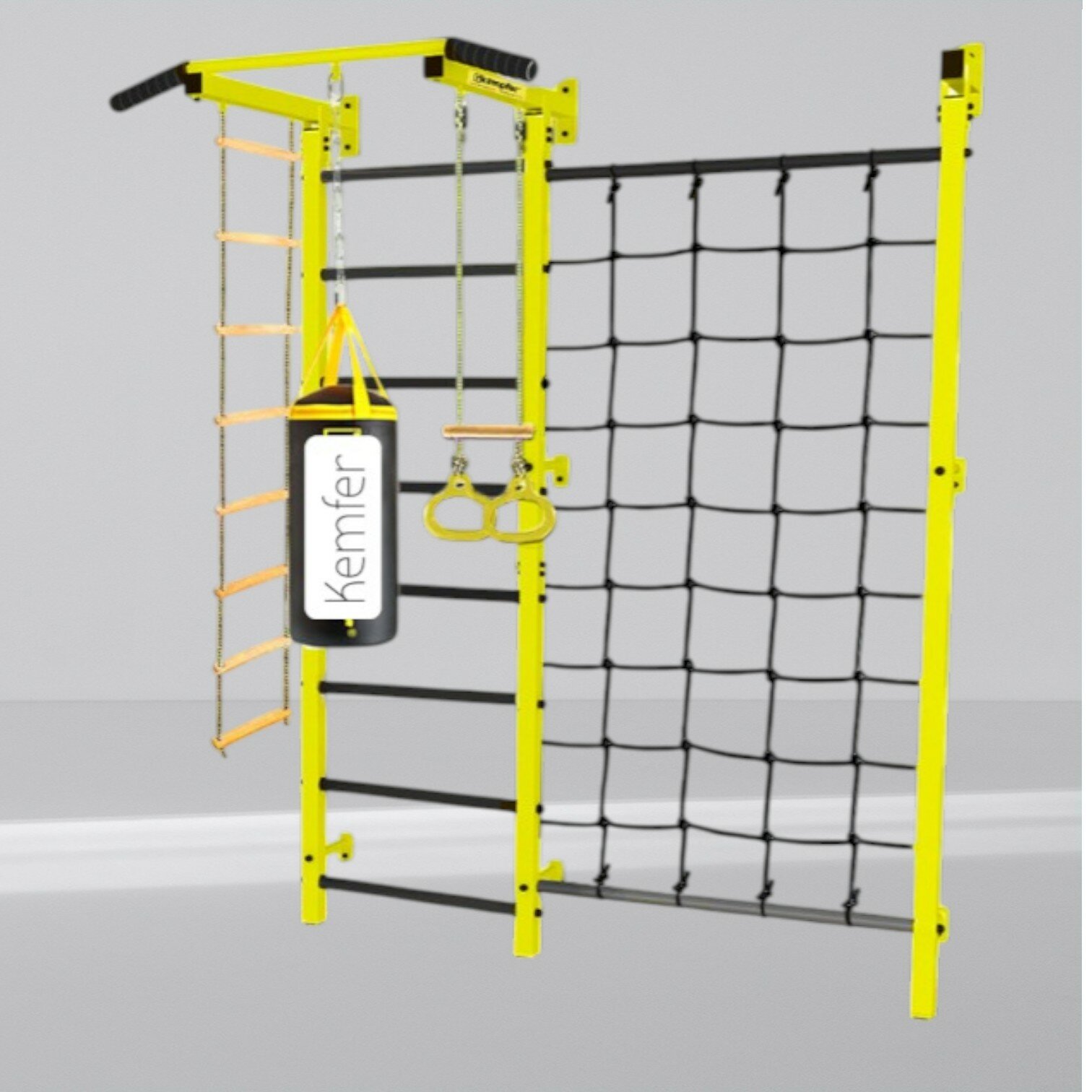 Шведская стенка Kеmfer Zeus, боксерская груша , кольца гимнастические , лестница веревочная.