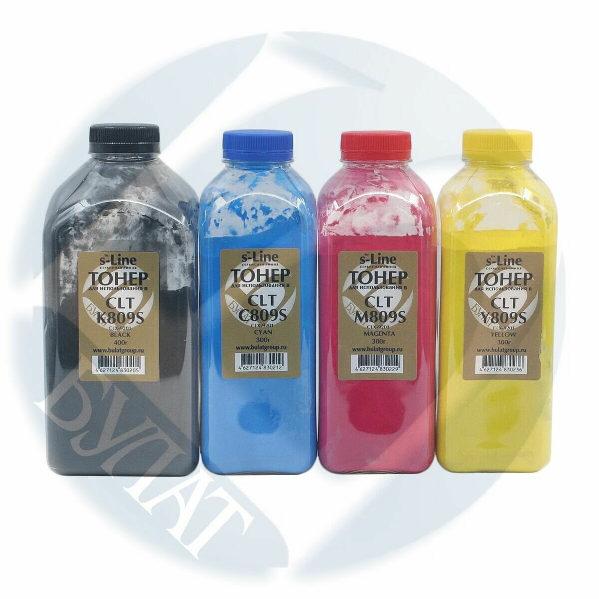 Тонер с девелопером булат s-Line CLT-Y809S для Samsung CLX-9201 (Жёлтый, банка 300 г)