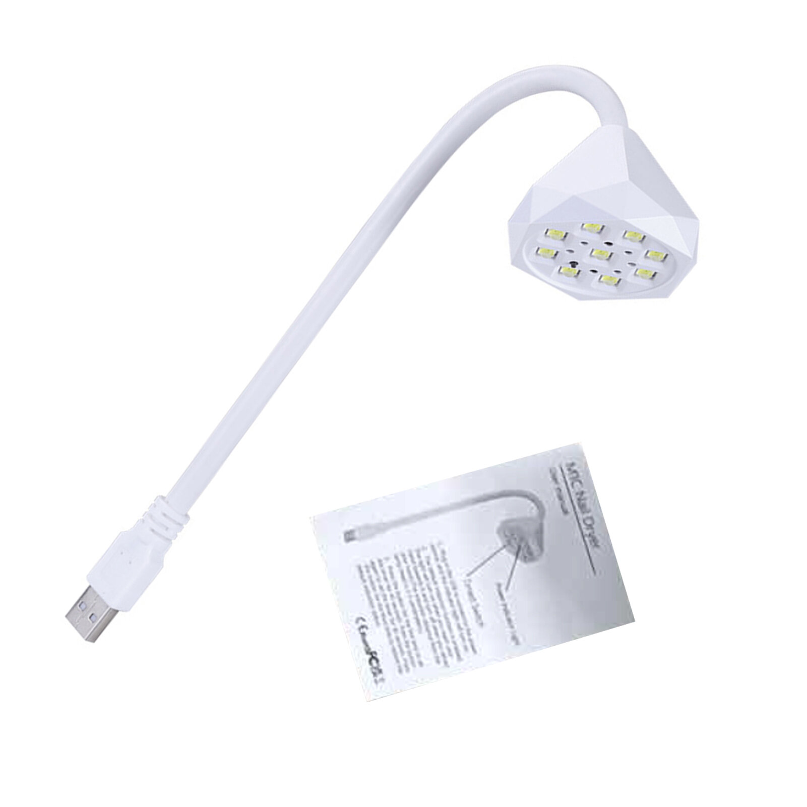 Лампа для ногтей с интеллектуальным датчиком мощностью 27 Вт и USB-разъемом, 9 светодиодных бусин, таймер 45/90 с, автоматическое распознавание, гибкая гусиная шея для закрепления гелевых ногтей, быстрая сушка для белого гель-лака