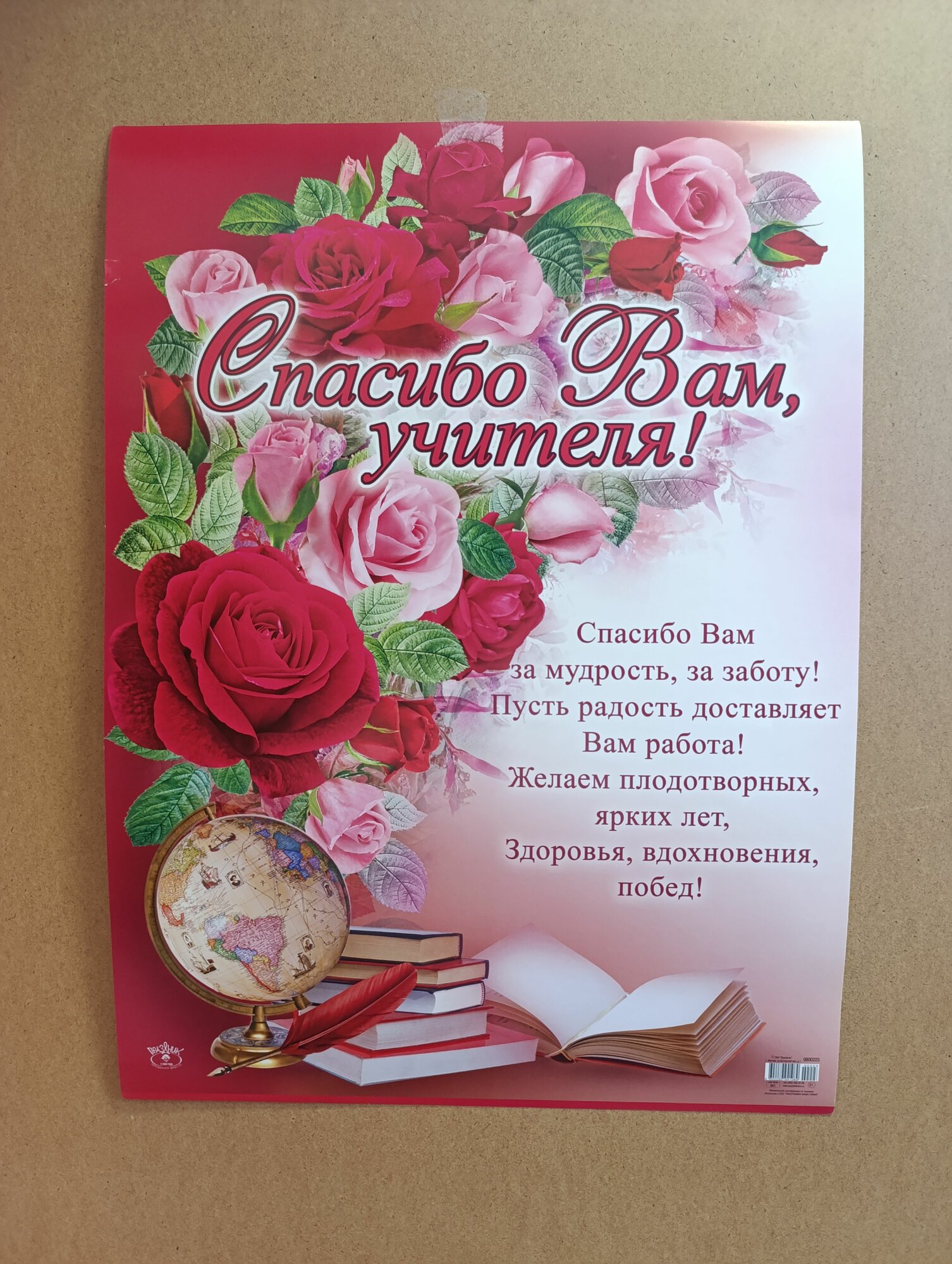 Плакат "Спасибо Вам учителя!" 44*59 см