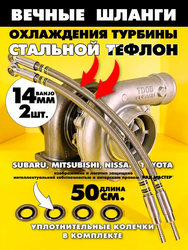 Вечные шланги охлаждения турбины TD05 14/10 (тефлон армированный)