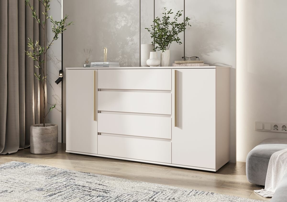 Комод Норд 2 двери 4 ящика (1600)(ручки золото) (в цвете Кашемир)