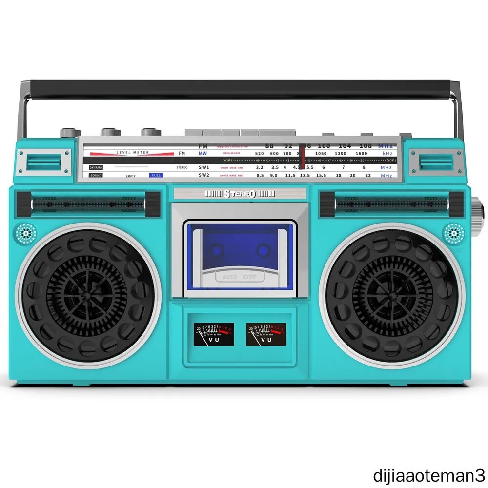 Ретро магнитофон Bluetooth/AM/FM/SW бирюзовый цвет запись кассет — фото 1