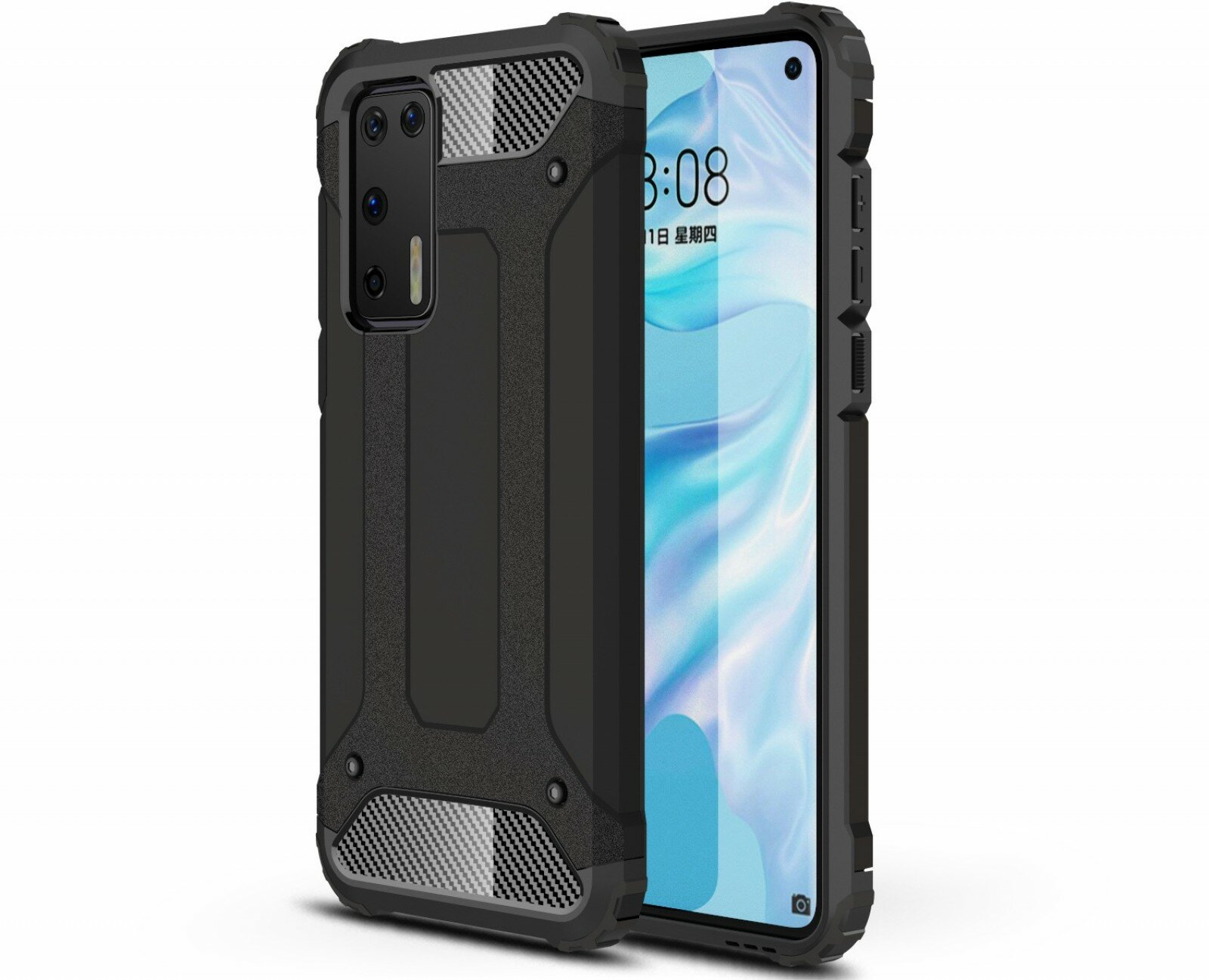 Чехол-бампер MyPads для Huawei P40 Pro усиленный противоударный черный