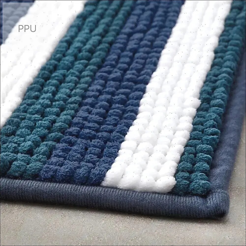 Коврик для ванной 60 см полосатый разноцветный из полиэстера для ванной — фото 1