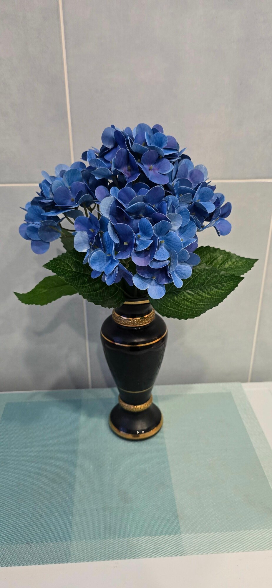 Искусственные цветы Holodilova, гортензия, синие, искусственные, для интерьера