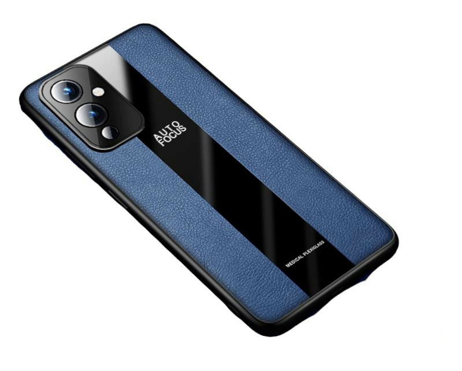 Чехол MyPads для OnePlus 9 с силиконовой задней панелью и стеклянной вставкой синий