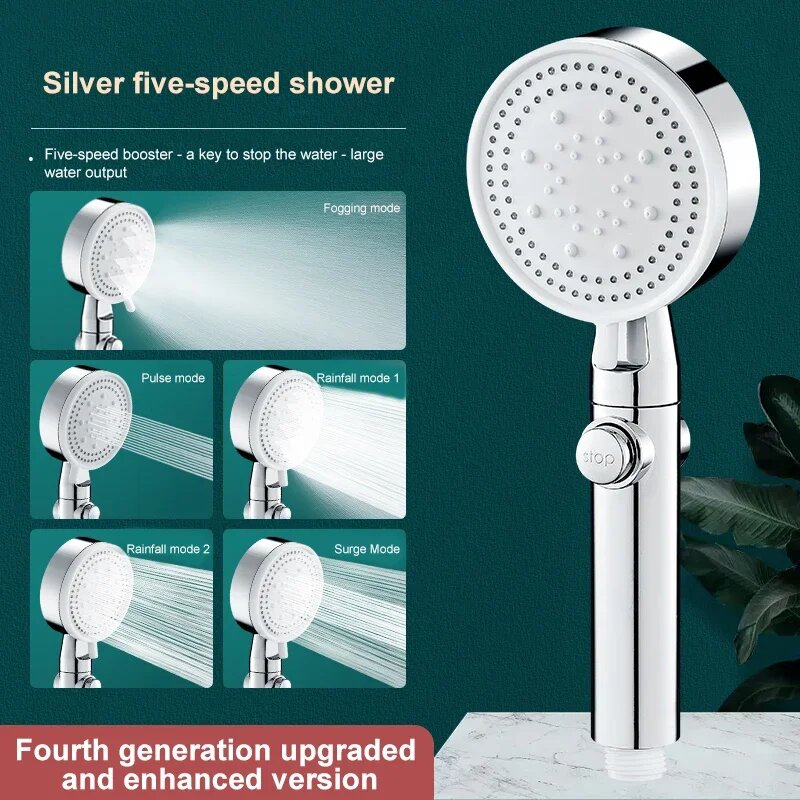 Насадка для душа высокого давления 5 режимов Silver single shower