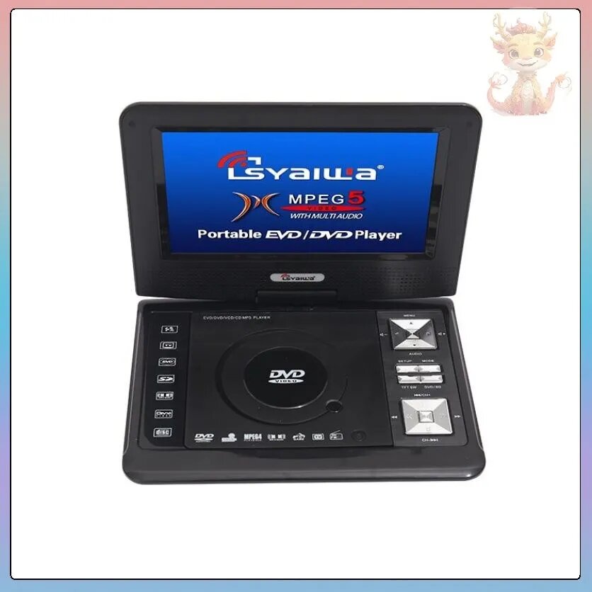 Портативный DVD-плеер LSYAILA с экраном, поддержкой MPEG5, EVD/DVD Player, черный