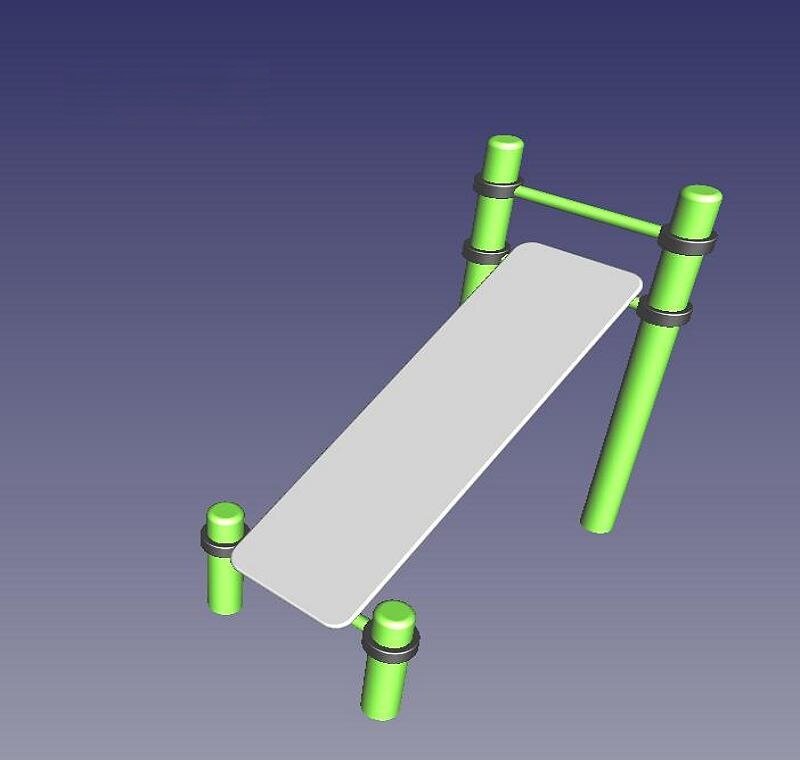 Скамья наклонная тросет 01-89 уличная с регулировкой высоты на хомутах бетонируемая