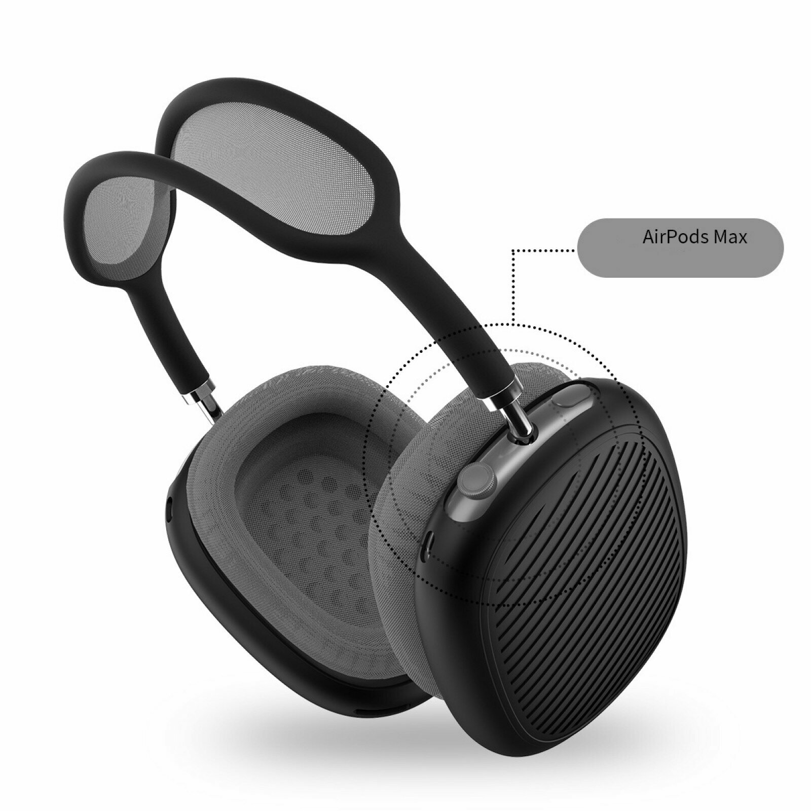 Чехол MyPads силиконовый для полноразмерных беспроводных наушников Apple AirPods Max черный