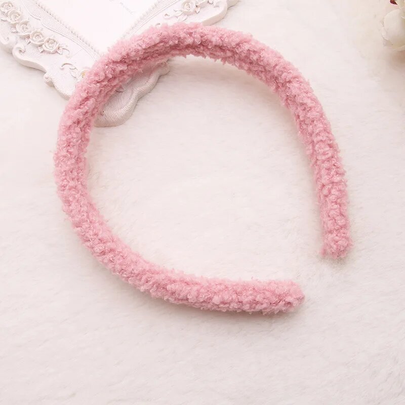 Корейские плюшевые повязки на голову для женщин Розовый, Lotus root fleece