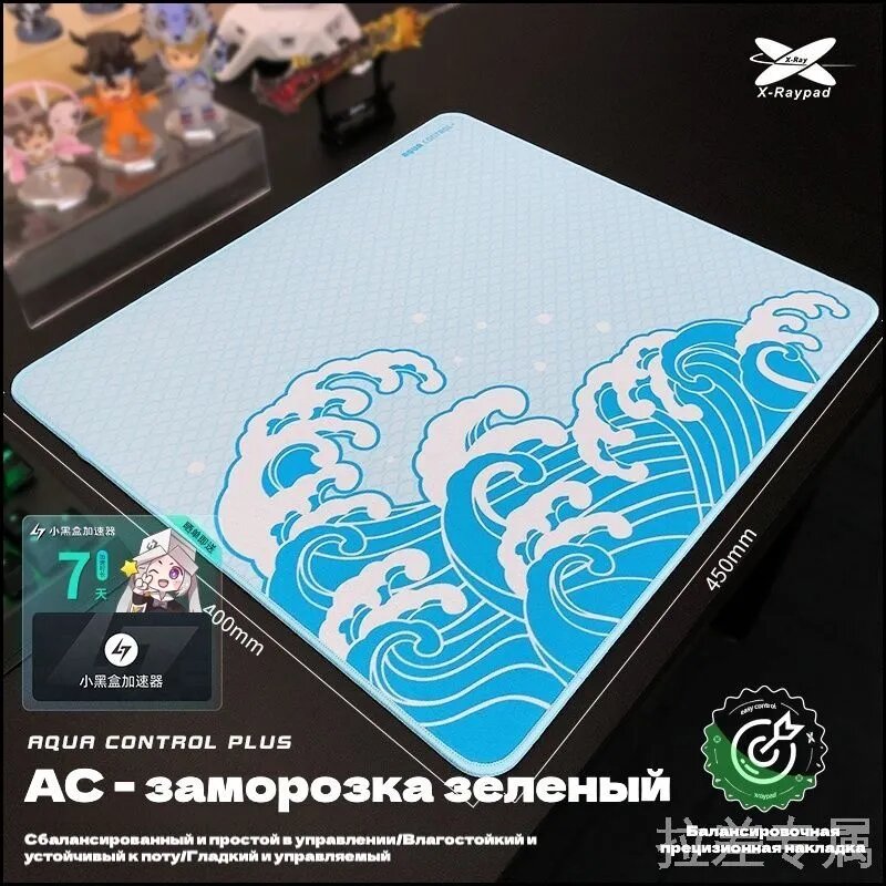 XRaypad Aqua Control Plus AC - заморозка зеленый Коврик для мышки, M, бирюзовый, белый