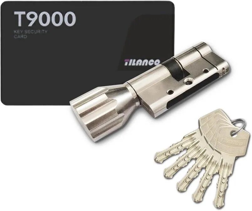 Цилиндровый механизм T9000 40T/40 для врезных замков 80 мм с 5 ключами, серый металлик