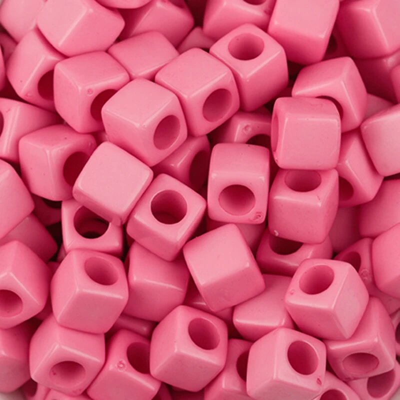 Акриловые квадратные бусины с алфавитом, 100 шт Розовый, 7mm 100Pcs