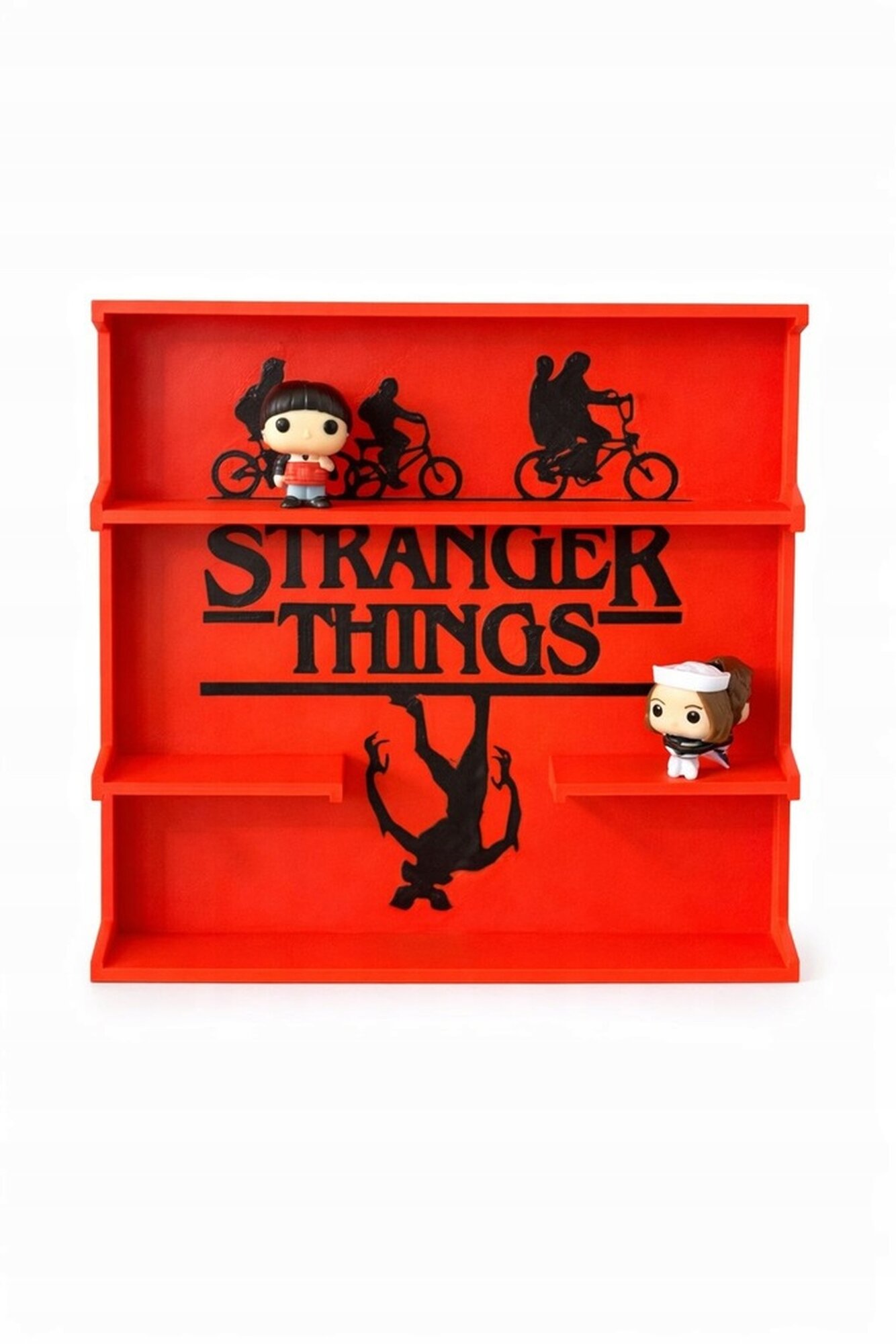 Полка для коллекционных фигурок Funko Pop из серии Stranger Things от Kinder Joy - 20х19,5 см, цвет красный