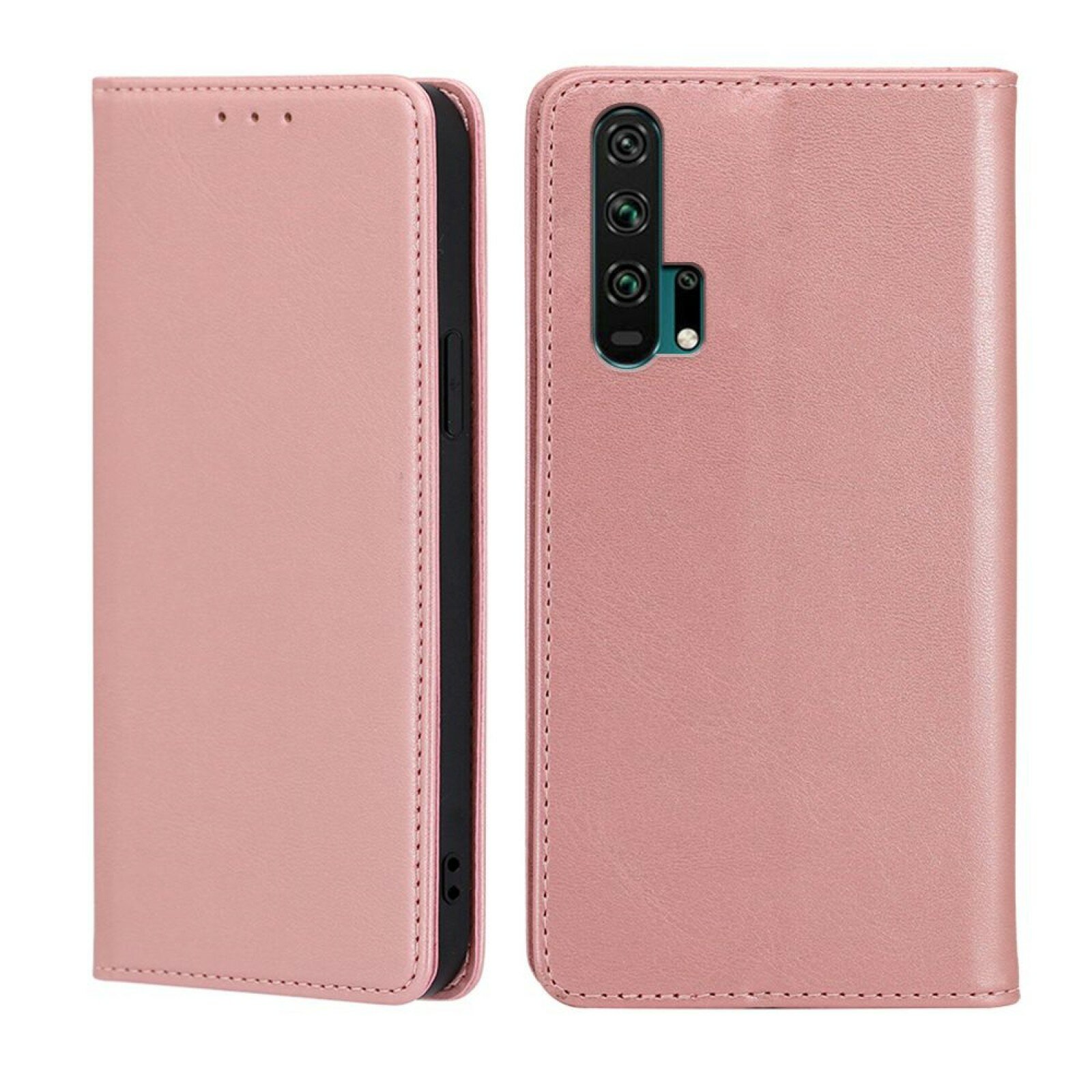 Чехол-книжка MyPads для Honor 20 Pro из натуральной телячьей кожи с магнитным закрыванием, розовый