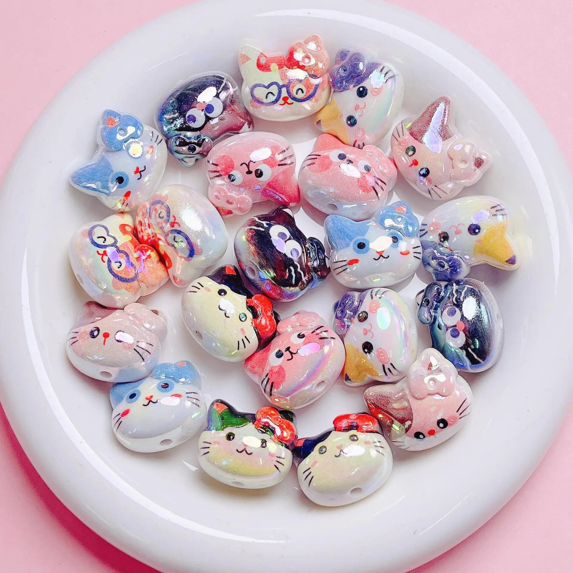 Акриловые бусины котики, 5шт, цвет 8 mixed color