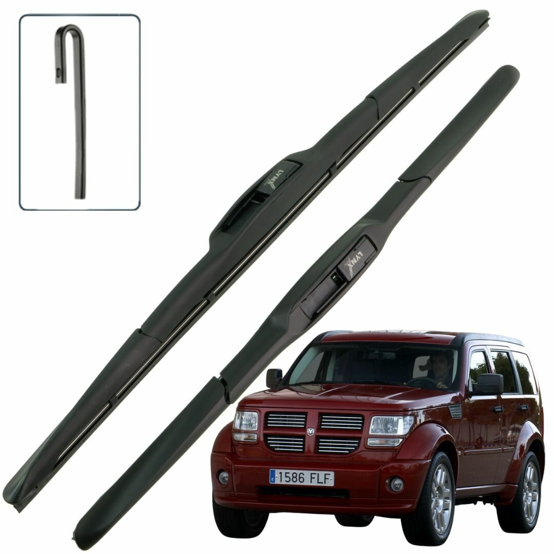 Дворники Dodge Nitro (1) / Додж Нитро 2006 - 2011 Щетки стеклоочистителя гибридные ОЕМ для автомобиля LYNXauto 480мм-480мм к-т 2 шт.