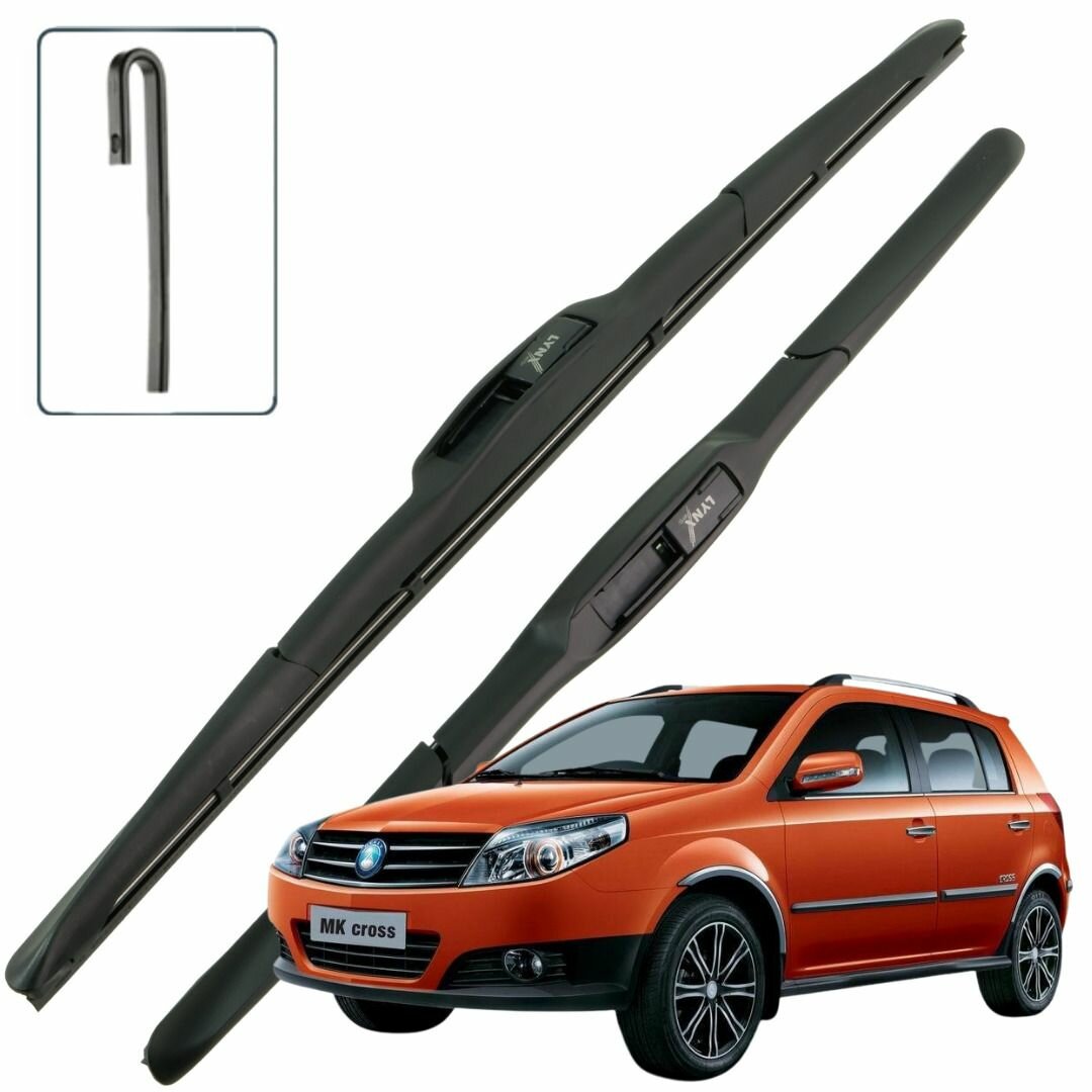 Дворники Geely MK Cross / Джили МК Кросс 2011 - 2016 Щетки стеклоочистителя гибридные ОЕМ для автомобиля LYNXauto 530мм-380мм к-т 2 шт.
