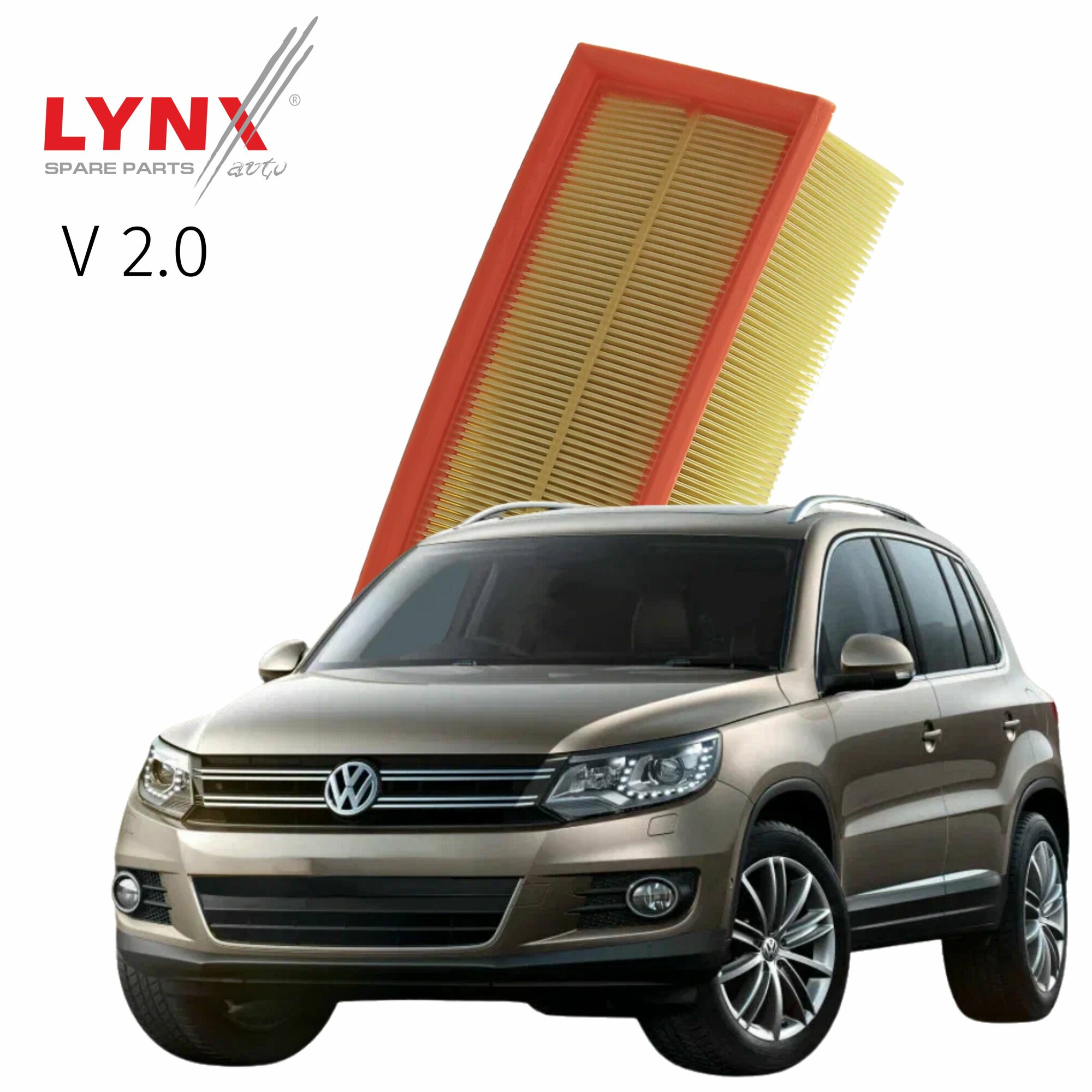 Фильтр воздушный Volkswagen TIGUAN (1) / Фольксваген Тигуан 2006 2007 2008 2009 2010 2011 2012 2013 2014 2015 2016 2017 V2.0 CAWB CCTA / 1шт LYNXauto