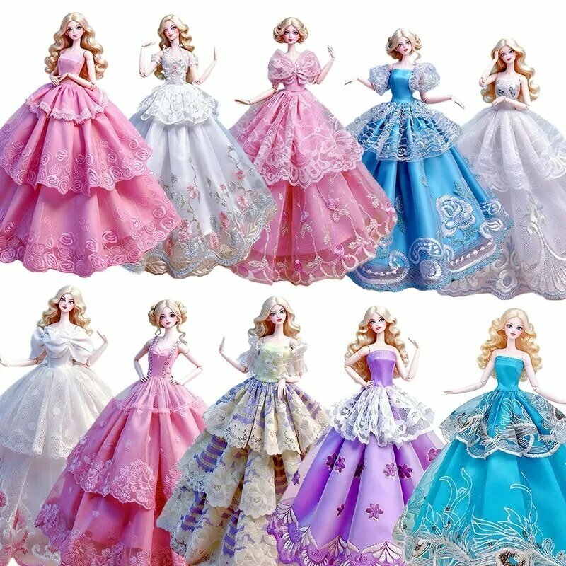 10 шт платье с цветочным кружевом для куклы Barbie Барби
