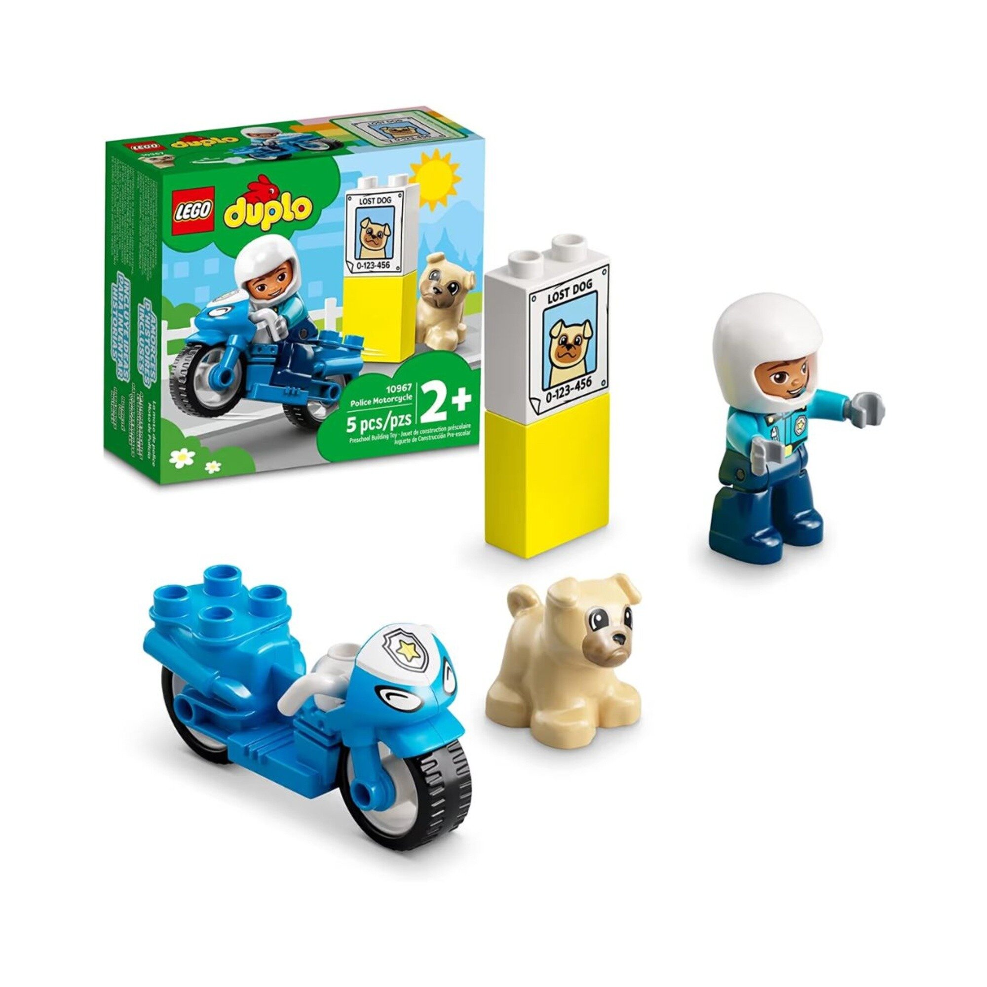 Конструктор LEGO DUPLO® 10967 Полицейский мотоцикл, разноцветный, 5 дет.