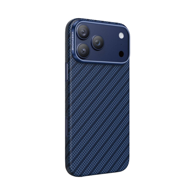 Чехол iPhone 17 Pro KEEPHONE KEVILAR ROBIN MagSafe Карбон арамидное волокно 1500D, 38 шт. магнитов N52-10Н - Blue