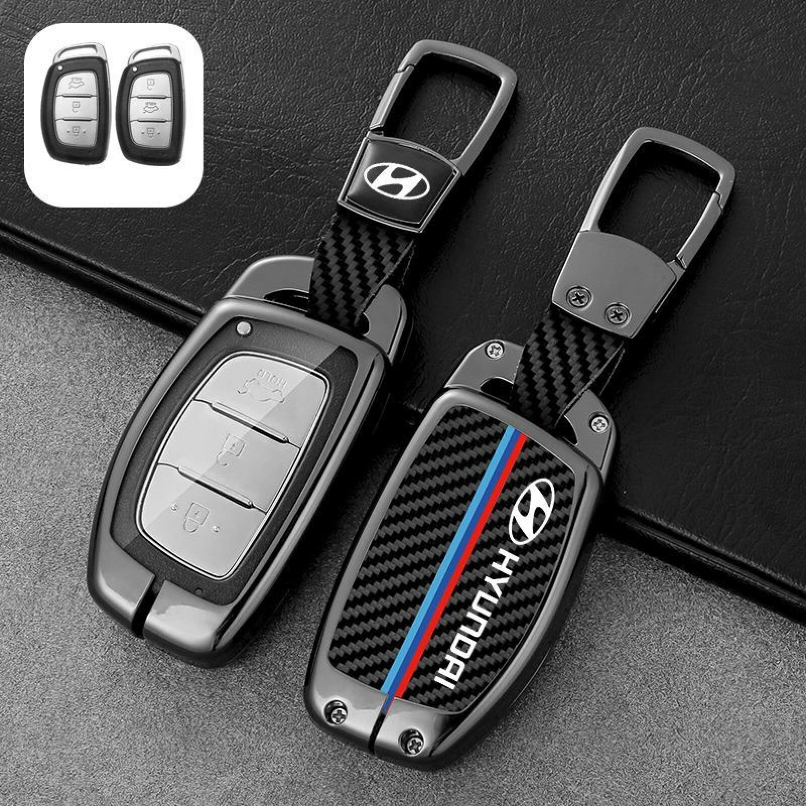 Чехол для ключа автомобиля MyPads из углеродного волокна для Hyundai Tucson, Santa Fe, Sonata и других моделей