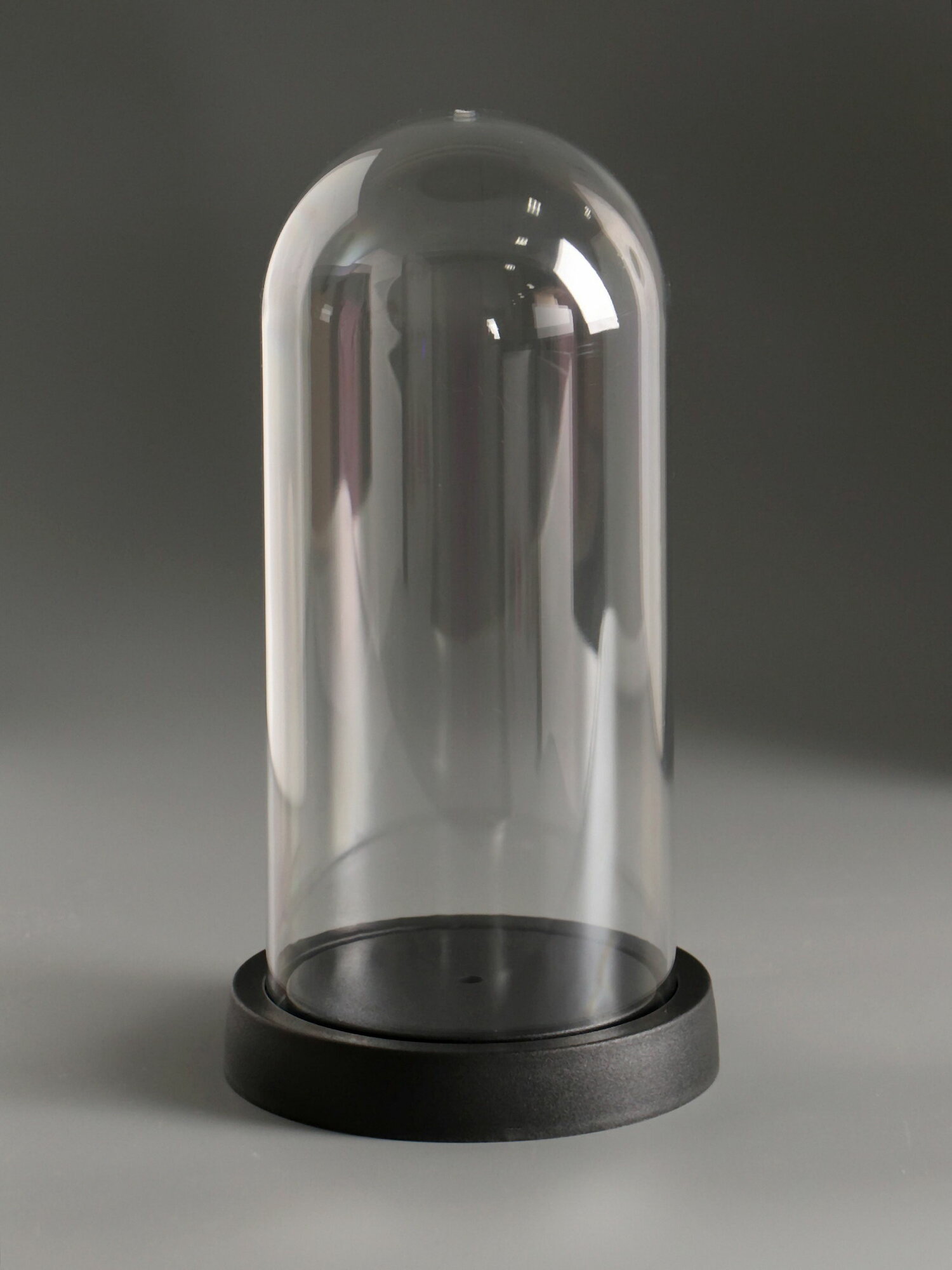 Купол-клош на подставке пластик, 10.8x10.8x21.5 см, цвет: прозрачный
