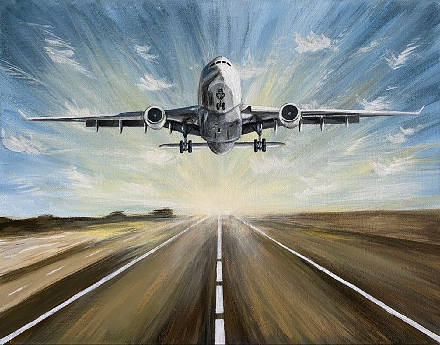 Картина по номерам "Взлетающий самолет", хлопковый холст на подрамнике 40х50 см, акрил, 000 Art Hobby Home