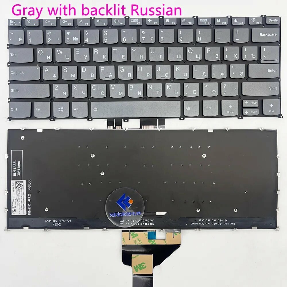 Клавиатура для Lenovo IdeaPad Pro 5-14APH8,5-14ARP8/14IRH8,83AL 83AM SN21J76363 PH4SXB-USE с подсветкой----Серый