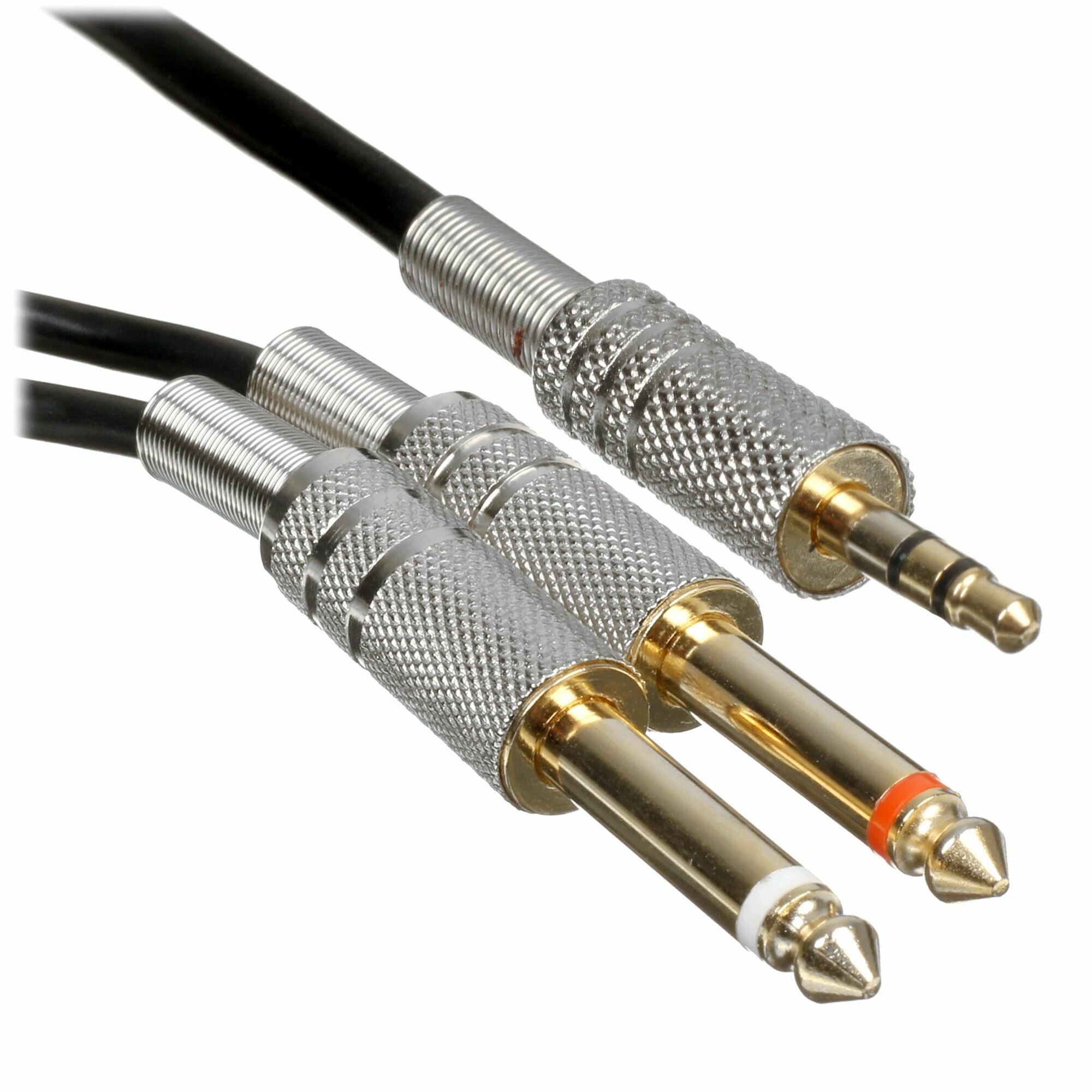 Кабель DEXP jack 3.5 мм - jack 6.3 мм х2 шт. 6 м черный