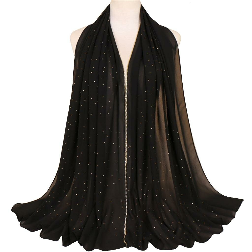 Шифоновый шарф-хиджаб с блёстками, Черный