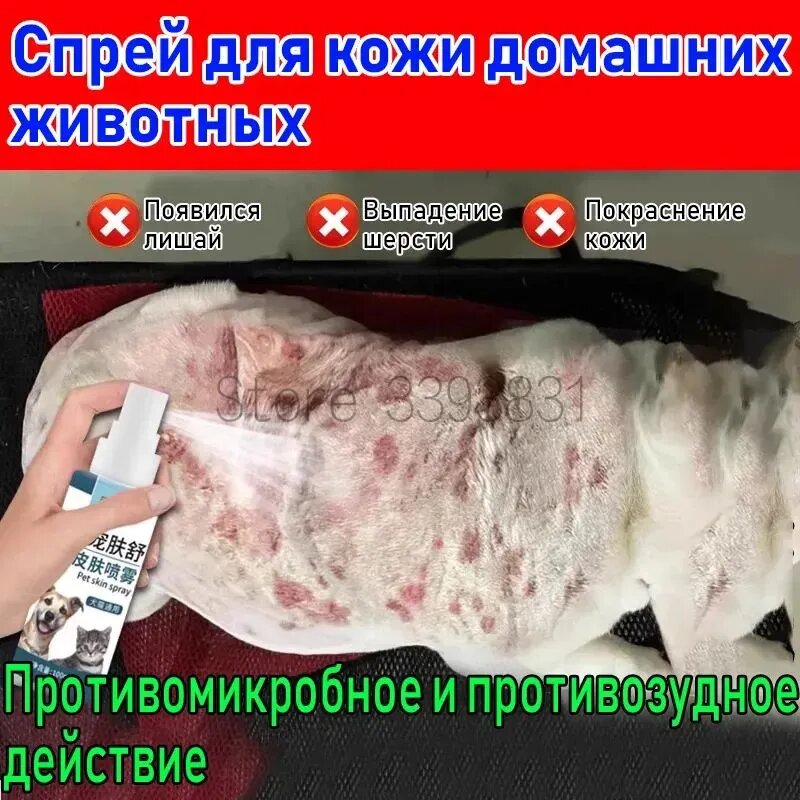 Быстродействующий спрей от зуда для кошек и собак (при экземе, дерматите, аллергии) 100 мл