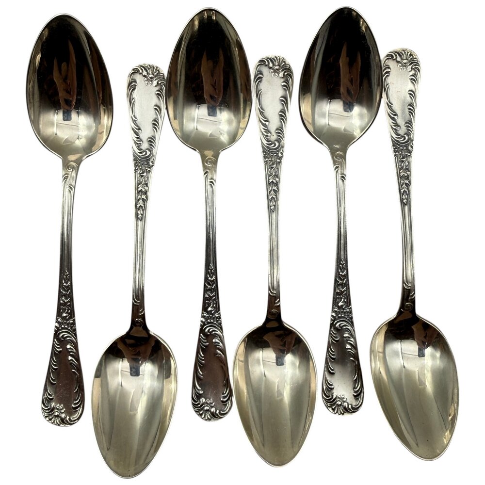 Ложка чайная "Фаберже" (набор 6 шт), 14.5 см, мельхиор, 1930-1950 гг, Кольчугино, СССР