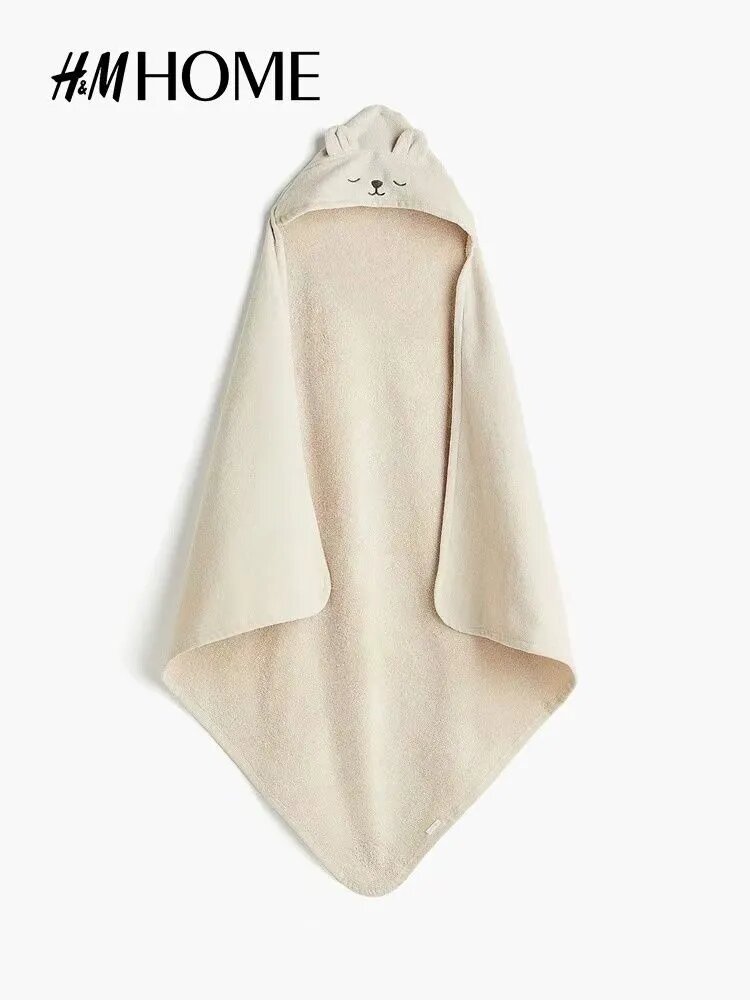 Полотенце детское h&m kids' hooded, Хлопок, 70x130 см, бежевый, светло-бежевый