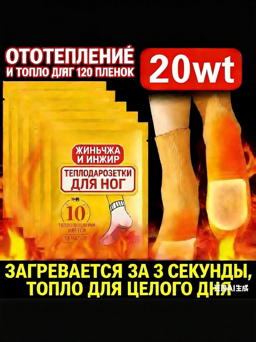 Самонагревающиеся грелки для ног одноразовые, набор 20WT