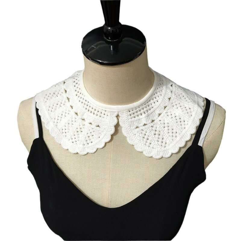Вышитый Съемный Аксессуар Для Вязаного Воротника С Элегантной Кружевной Отделкой Элегантный Вязаный Шейный Платок Для Платьев Рубашек Жакетов