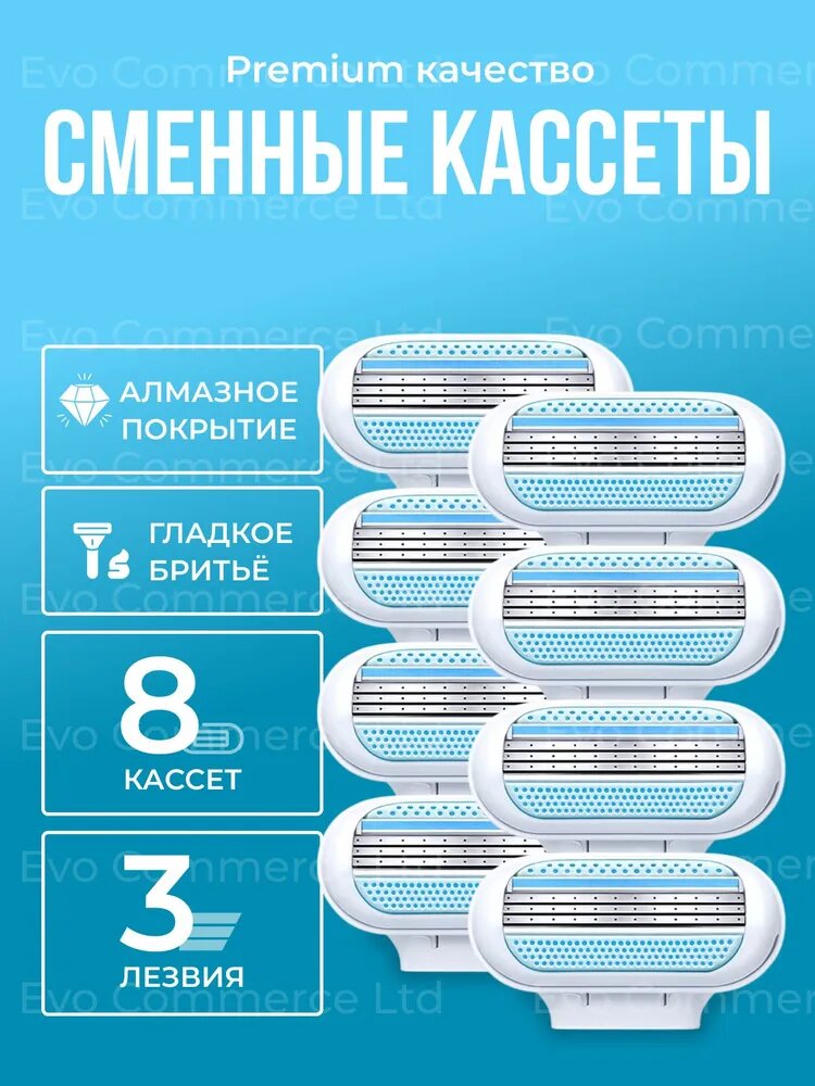 Сменные кассеты для женской бритвы, 8 штук, совместимые