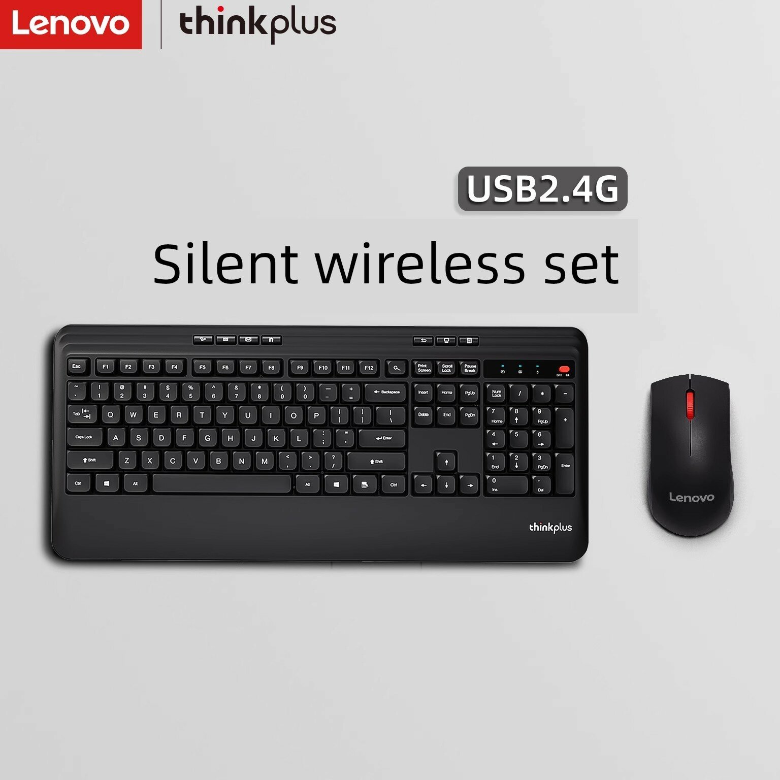 Lenovo Беспроводной Комплект Клавиатура и Мышь с Подлокотником Тихий USB для Офиса Настольного и Ноутбучного Компьютера