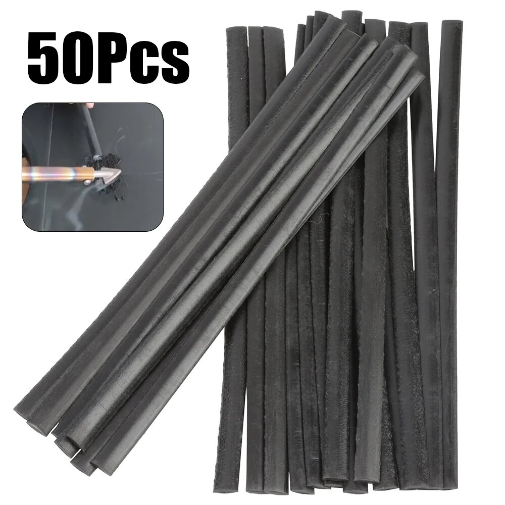 50 шт, черные пластиковые сварочные стержни, комплект для сварки пластика для автомобиля, инструменты для ремонта бампера, сварочный аппарат горячего воздуха, каяки, пластиковые изделия
